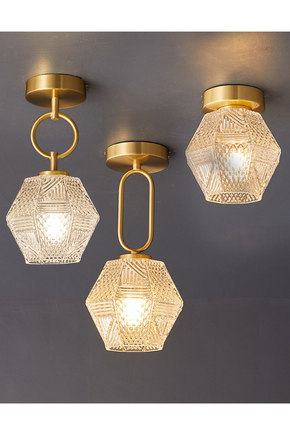 Diamond Cut Art Deco Ceiling Light